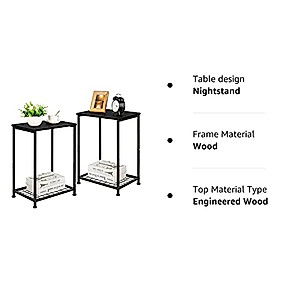 DOMYDEVM Nightstand Black Set of 2, Modern Side End Table, 2 Tier Small Bedside Desk with Storage Shelf for Bedroom Living Room Farmhouse, Printer Table Computer Tower Stand for Office Under Desk