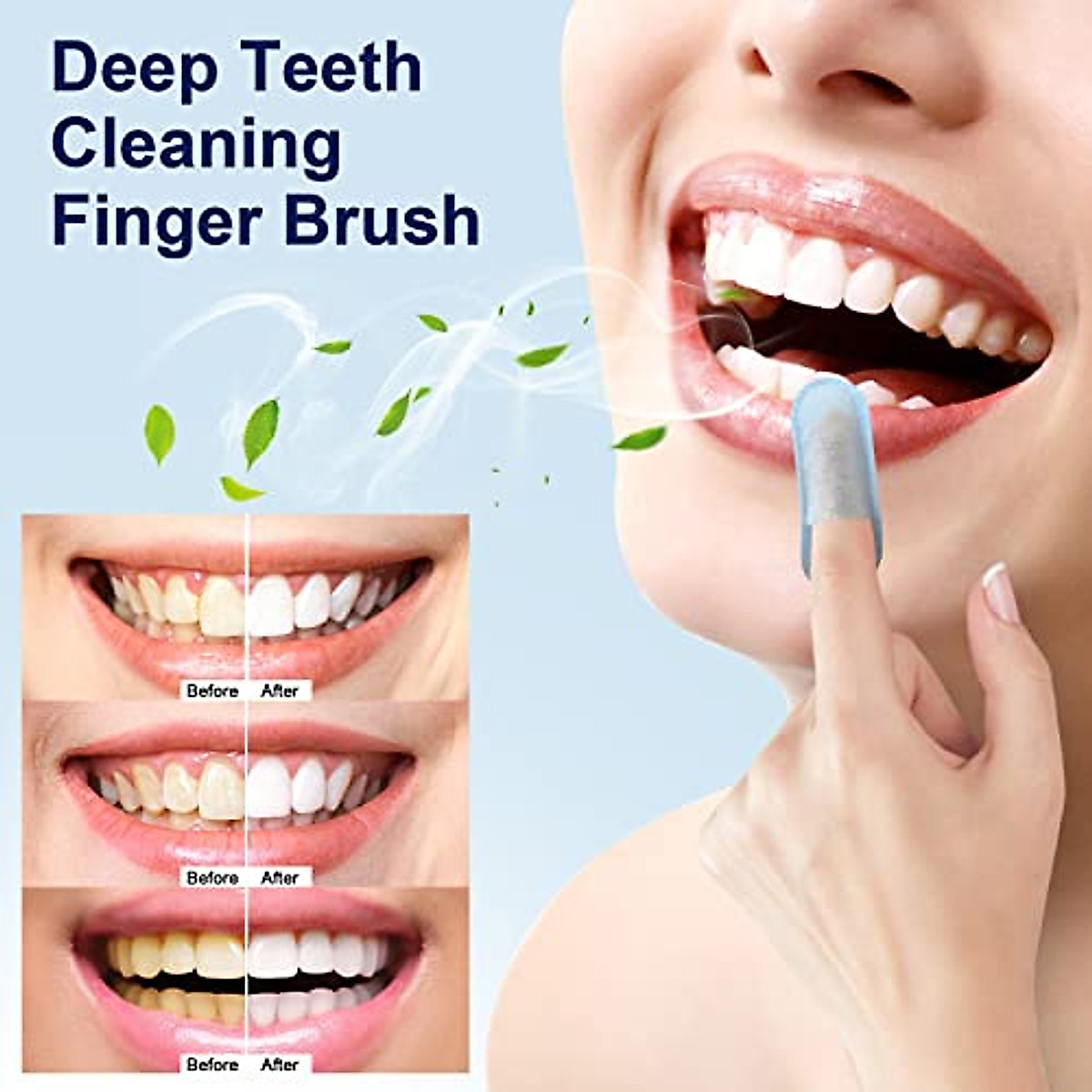 MySmile 100pcs Teeth Wipes Disposal Finger Brush Deep Cleaning Teeth Wipes Oral Brush Up Tooth Wipes ​for Teeth Cleaning Mint Flavor