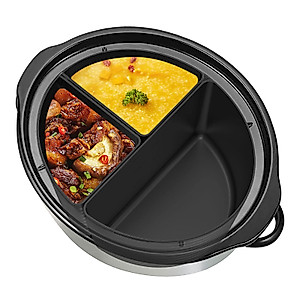 2023 Upgrade Silicone Crock Pot Liner Fit for Crockpot 6 QT Oval, BPA Free Reusable Slow Cooker Divider Insert Separator Bags Triple Pockets, Dishwasher Safe (3 Dividers)