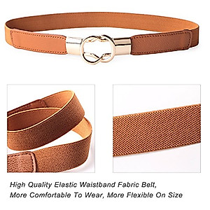 JASGOOD 2 Pack Women Retro Elastic Stretchy Metal Buckle Skinny Waist Belt 1 inch Wide