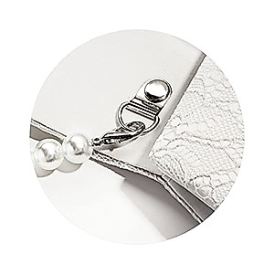 Mulian LilY Premium Floral Lace Satin Pearl Top Handle Clutch Handbag With Detachable Chain flower wedding Bridal Bag White M029