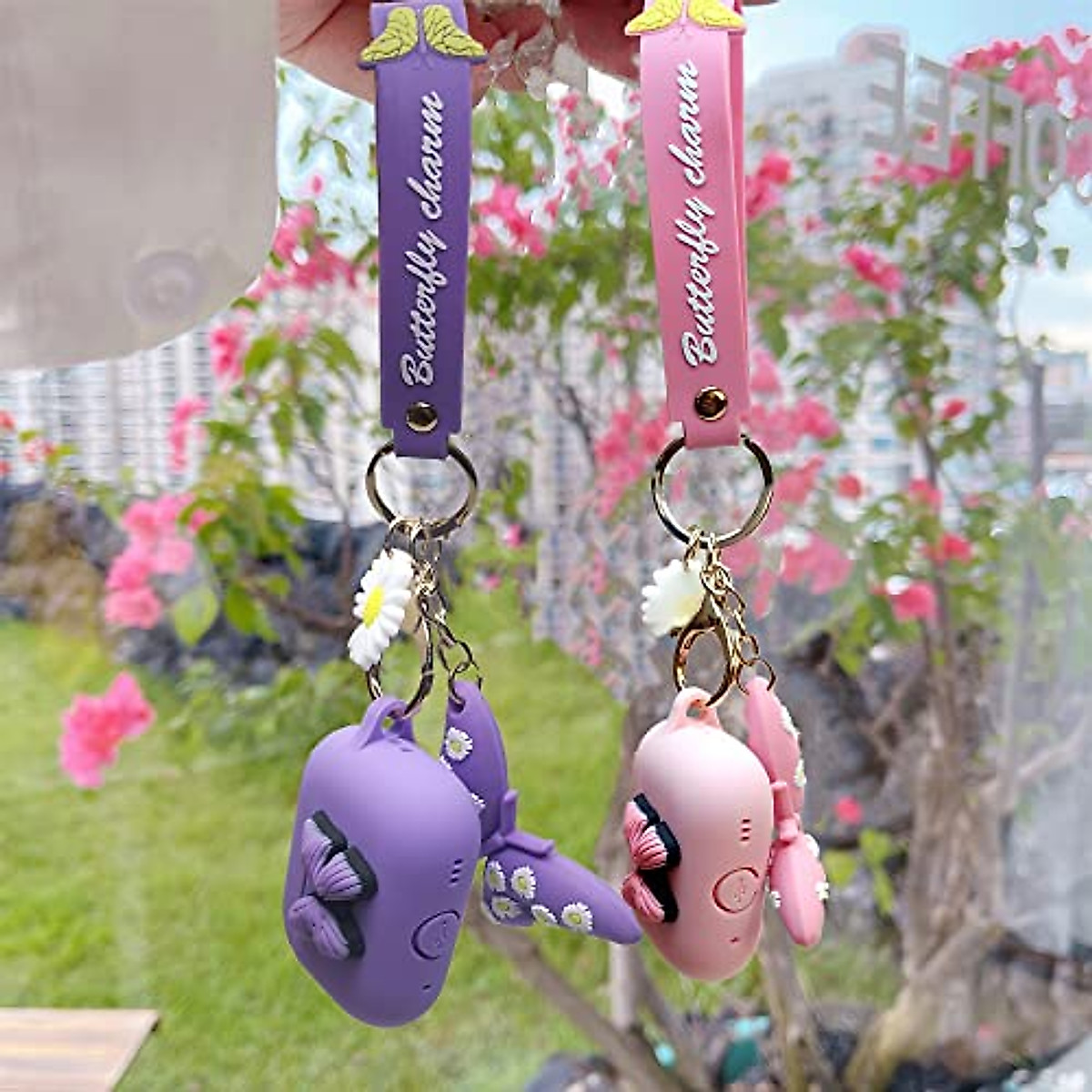 for Airpods Pro 2nd Generation Case Cover 2022, Cute Cartoon 3D Butterfly Charm Soft Silicone Skin Women Girls Kids Teens Kit Cases with Fun Cool Keychain for Apple Airpods Pro 2nd Gen (Purple)