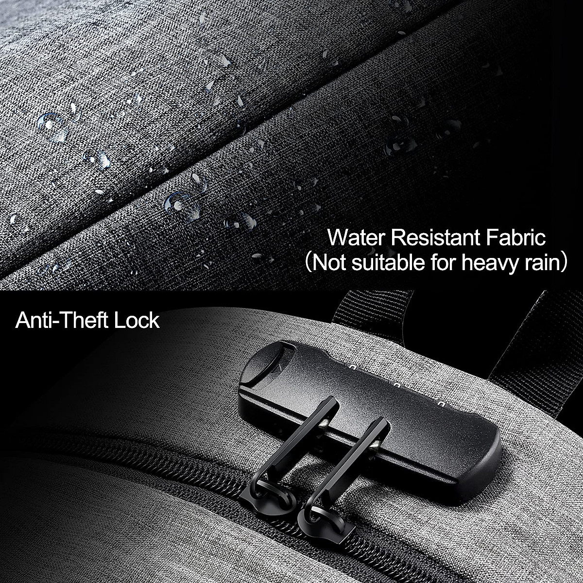 Laptop Backpack for unisex,Anti Theft Water Resistant Travel Work Backpack with USB Charging and Lock 15.6 Inch Computer Bag, Grey