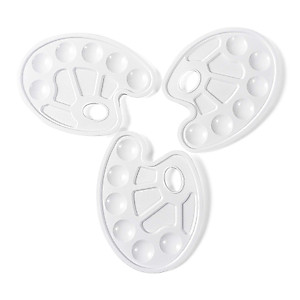 BOOMIBOO Paint Tray Palettes Plastic Pallets with Thumb Hole for Kids,Adults,Students to Acrylic Oil Watercolor Craft Supplies DIY Art Painting,3 pcs