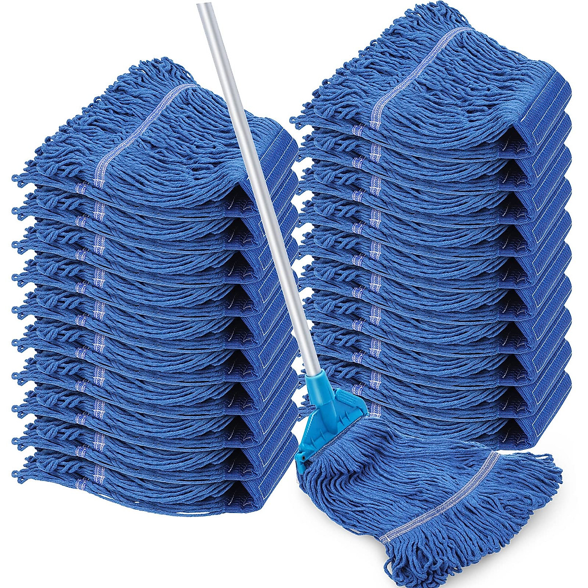 Seewey 20 Pieces Commercial Mop Head Bulk Replacement Floor Cleaning Wet Mop Heads Wet Mop Head Refills Heavy Duty Commercial Mop for Home Industrial Commercial Cleaning