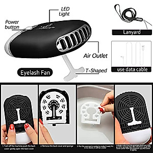3 Pieces USB Mini Portable Fans Rechargeable Electric Handheld Air Conditioning Lash Shampoo Brushes Nose Blackhead Facial Cleaning Brush Plastic Wash Bottle (Black and White)