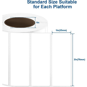 POLONO Genuine 3" x 1" Direct Thermal Label, Self-Adhesive Address Shipping Thermal Label, Barcodes, Address Postage Labels Compatible with POLONO PL60 and PL70E Label Printer (1000 Labels)