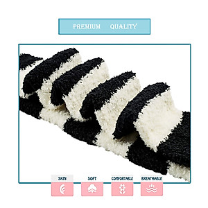 Wander G Womens Over Knee High Fuzzy Socks Cute Cartoon Thigh High Stockings Warm Stripe Leg Warmers