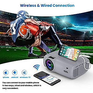 Projector with WiFi and Bluetooth, Native 1080P Projector 8500L Hd Mini Phone Projector with 100'' Projector Screen,Video Projector Home Theater for Outdoor Movie Compatible with Phone