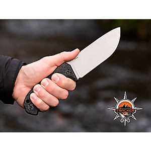 Off-Grid Knives - Tracker-X2 Camp Knife, Cryo D2, Micarta Scales, 90 Degree Spine, Kydex Sheath, Belt Attachment, Bushcraft, Hunting, Survival, Camping (Stonewash)