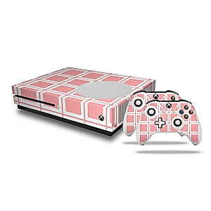 WraptorSkinz Decal Vinyl Skin Wrap Compatible with Xbox One S Console and Controllers - Squared Pink