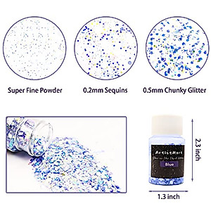 Glow in The Dark Glitter, 12 Colors Chunky Glitter for Tumblers, High Luminous Holographic Glitter for Resin Crafts Epoxy Slime, Cosmetic Grade Nail Glitter Set for Face Body Skin