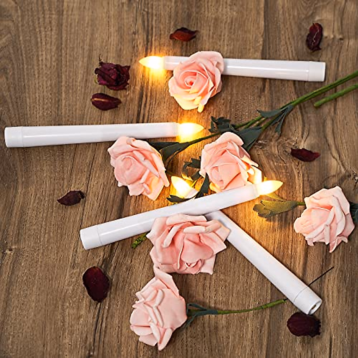 7.9 Inch Christmas Window Candles with Timer and Remote, Flameless Taper Candles Battery Operated, LED Floating Flickering Candles with Removable Candlesticks and Suction Cups for Home Decor(White)