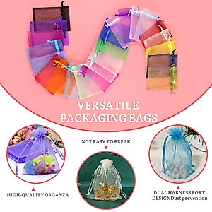 MISSJOJIAY 100Pcs Organza Bags Gift Bags, Sheer Organza Bags for Wedding Favor With Drawstring, 4.72 x 4 Inch Gift Bags, Party Favor Bags, Jewelry Bags. (multicolor)