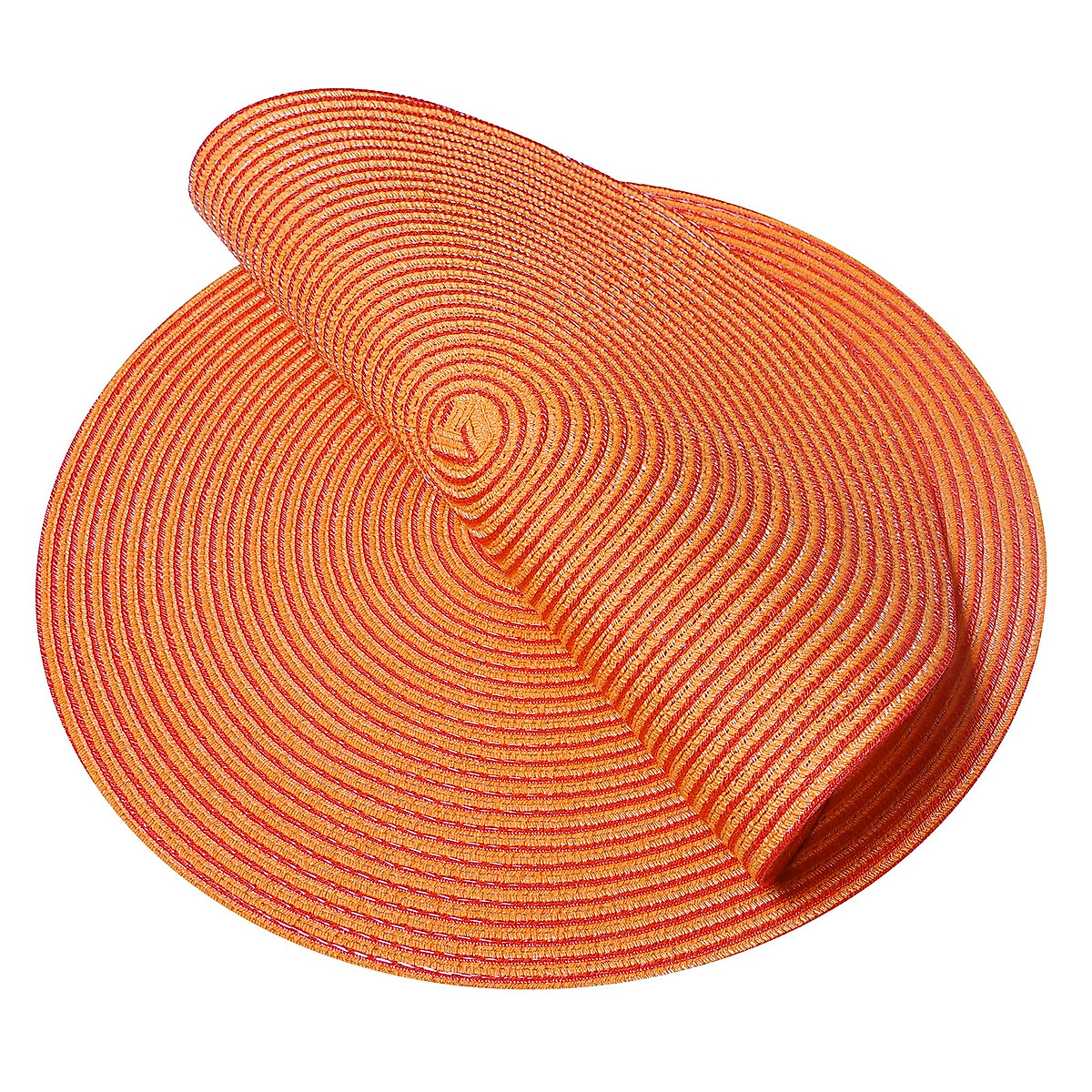 Smaafit Round Braided Placemats, Set of 4 Table Place Mats for Round Dining Tables, 15 inches Round Placemat, Place Mat Round Table Mats (Mix Orange Red)