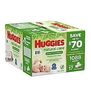 Huggies Sensitive Wipes Fragrance Free, 17 Flip-Top Packs, 64 ct, 1088 Wipes