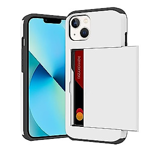 ZIYE for iPhone 13 Mini Case with Card Holder,for iPhone 13 Mini Wallet Case Anti-Scratch Dual Layer Hidden Pocket Phone Case Shockproof Cover Compatible with for iPhone 13 Mini 5G-White