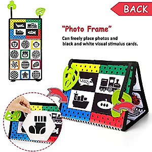 teytoy Tummy Time Baby Mirror Toys with Teethers, Double Black and White Tummy Time Toy High Contrast Baby Toys 0-6 Months, Foldable Baby Floor Mirror Sensory Development Toys for Infants Newborn