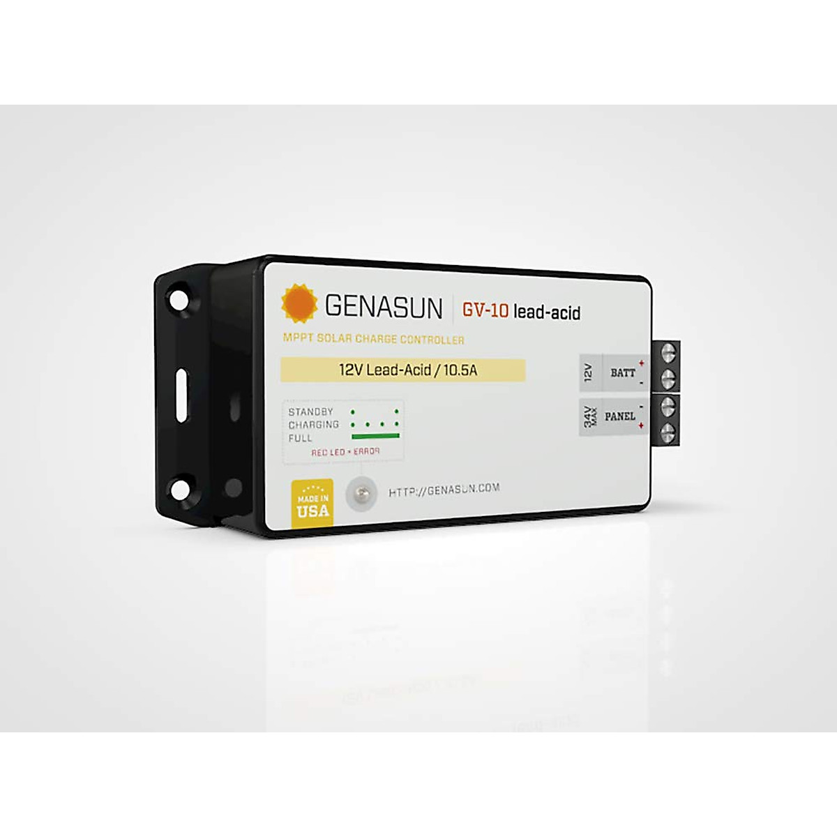 Genasun GV-10-Pb-12V, 10.5 A MPPT Solar Charge Controller for 12V-Nominal Lead Acid Battery