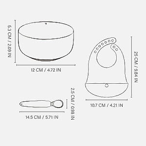 YOOFOREA 6 Piece Silicone Baby Feeding Set I Roll Up Bibs, Bowls, Spoons, for Babies Toddlers Boys Girls I 100% Food Grade Silicone I BPA BPS PVC Free, Dishwasher Safe, Easy to Clean (Tea & Cream)