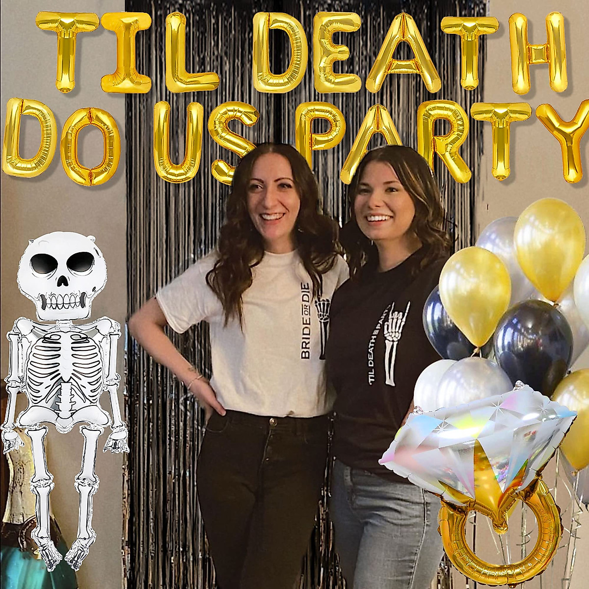 JeVenis Gothic Bachelorette Party Decoration Til Death Do Us Party Decoration Balloons Bachelorette Bridal Shower Engagement Decoration