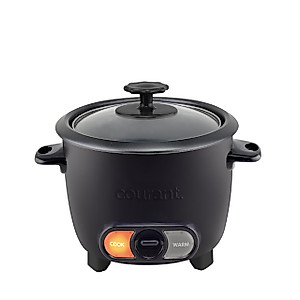 Courant Rice Cooker 8-Cup (Cooked), Removable Non-Stick Bowl, One Touch Rice Cooker, Black