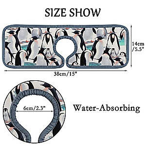 Kitchen Faucet Mats 4 Pieces Watercolor Penguins Absorbent Faucet Sink Splash Guard Bathroom Counter and RV,Faucet Counter Sink Water Stains Preventer