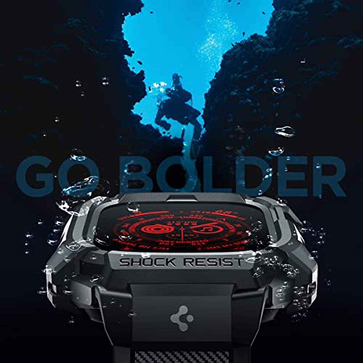 Spigen Rugged Armor Pro Designed for Apple Watch Ultra2/Apple Watch Ultra Case with Band 49mm - Black