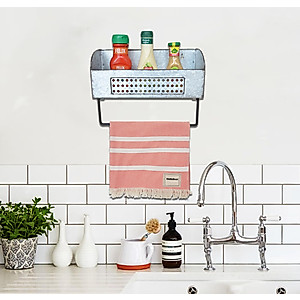 ShabbyDecor Galvanized Metal Bathroom Storage Box with Towel Bar Rustic Toilet Towel Bar Farmhouse Bathroom Accessories