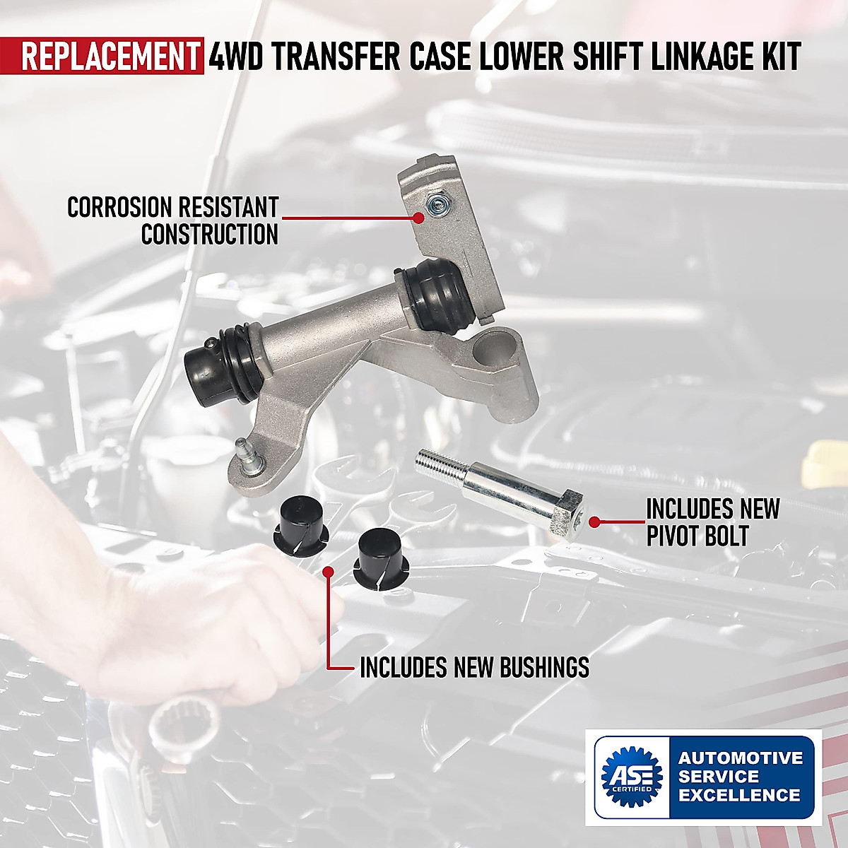 4WD Transfer Case Lower Shift Linkage - Replaces F3TZ 7210-C, 600-602, 600602 - Compatible with Ford Vehicles - 92-96 Bronco, F150, 92-1999 F-250, 97 F250 HD, 92-97 F350-4x4 Control Level Arm