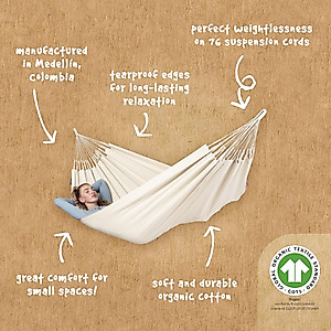 LA SIESTA® Modesta Latte - Organic Cotton Single Classic Hammock