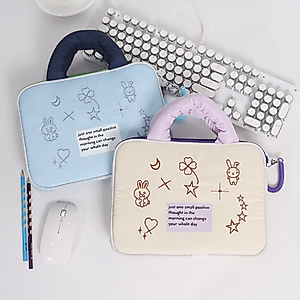 Loizziuy Laptop Bag Bunny Print Space Cotton 11 13 15 17 Inch Pad Tablet Shockproof Fashionable for women Y2k Pad Laptop Case (13.3",Beige)