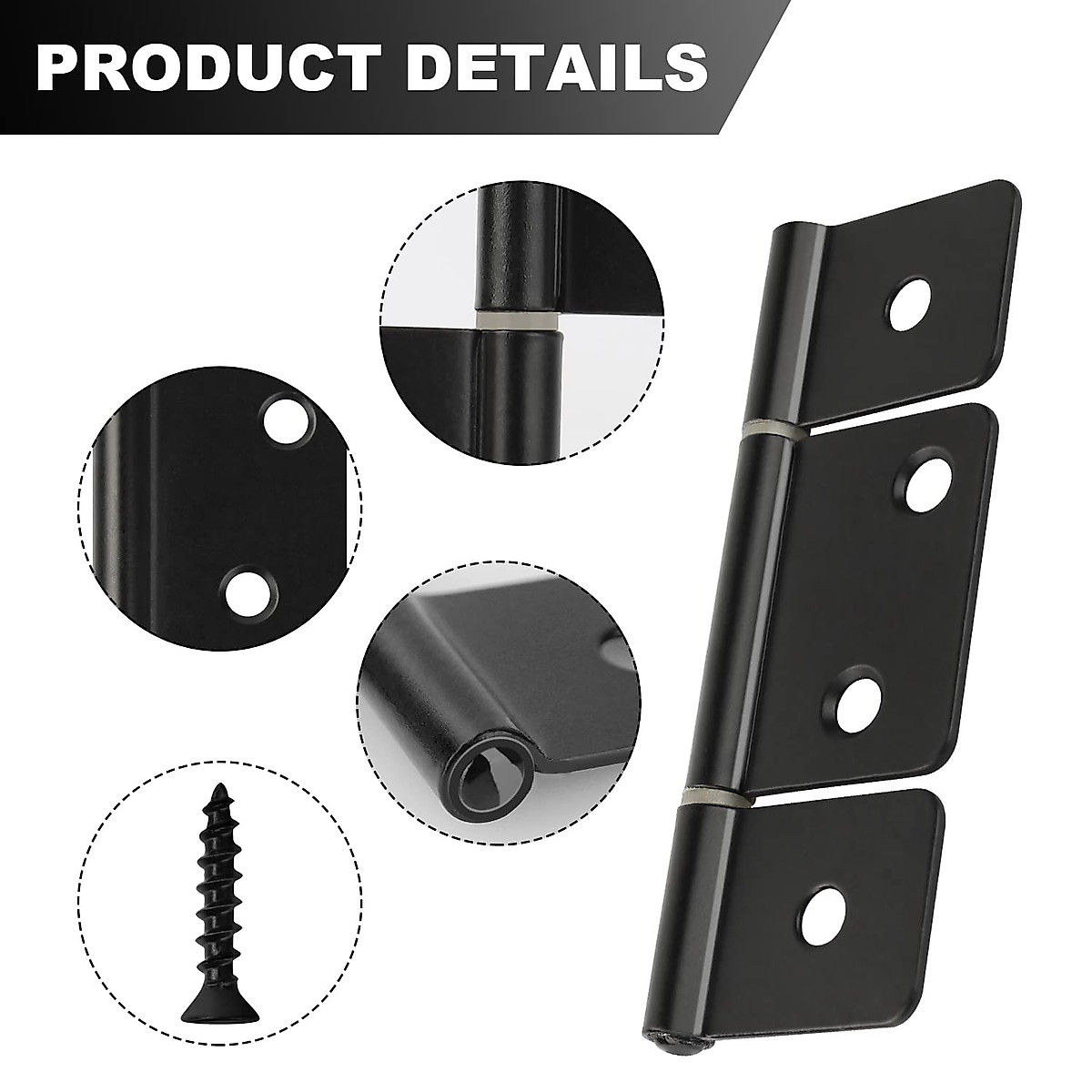 Three Leaf Non-Mortised Hinge for Mobile Home & RV Interior 8 Packa Black Door Hinges with Screws