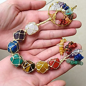 Tree of Life Handmade 7 Chakras Stones Healing Crystals Tree of Life Hanging Ornament for Home Decor