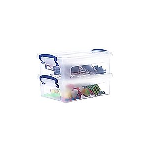 Superio Clear Storage Bins with Lids, Stackable Storage Box with Latches and Handles, Extra Small, 2 Pack 2 Quart