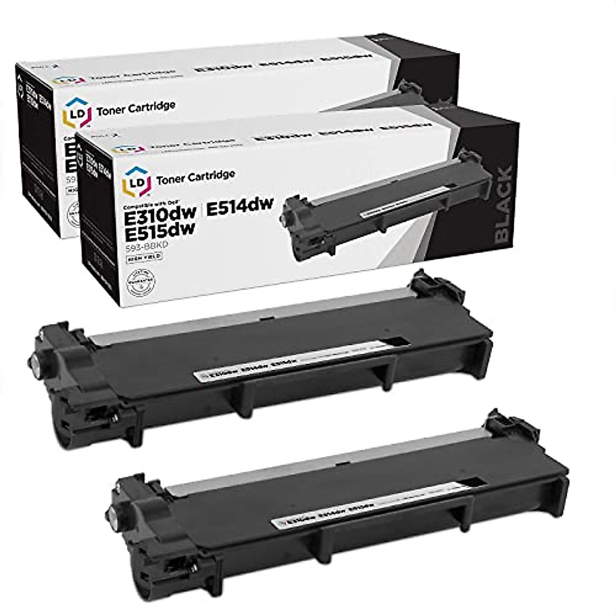 LD Products Compatible Dell 593-BBKD P7RMX High Yield Toner Cartridge Replacements for use in Dell Laser: E310dw, E514dw | Multi-Function: E515dn, E515dw (Black, 2-Pack)