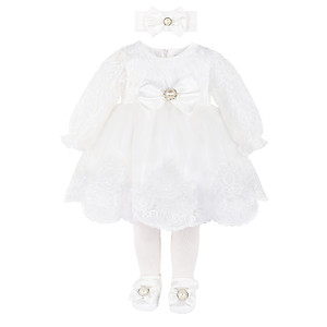 T.F. Taffy Taffy Baby Girl Newborn Christening Baptism, White, Size 0-3 Months