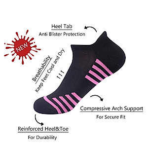 FUNDENCY 6 Pack Women Ankle Athletic Socks Low Cut Breathable Running Tab Socks with Cushion Sole