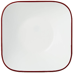 Corelle,Glass 28oz Red Band Bowl 6pk & Vitrelle 6-Piece (22-Oz) Cereal Soup Bowls, Triple Layer Glass and Chip Resistant, Lightweight Square Dinnerware Bowl Set, Splendor