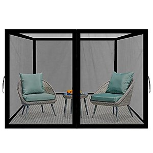 Mosquito Netting Outdoor Screen House Tent Screen Wall with Zipper for Camping, Patio, 10x 10 Gazebo and Tent (Mosquito Net Only Black)