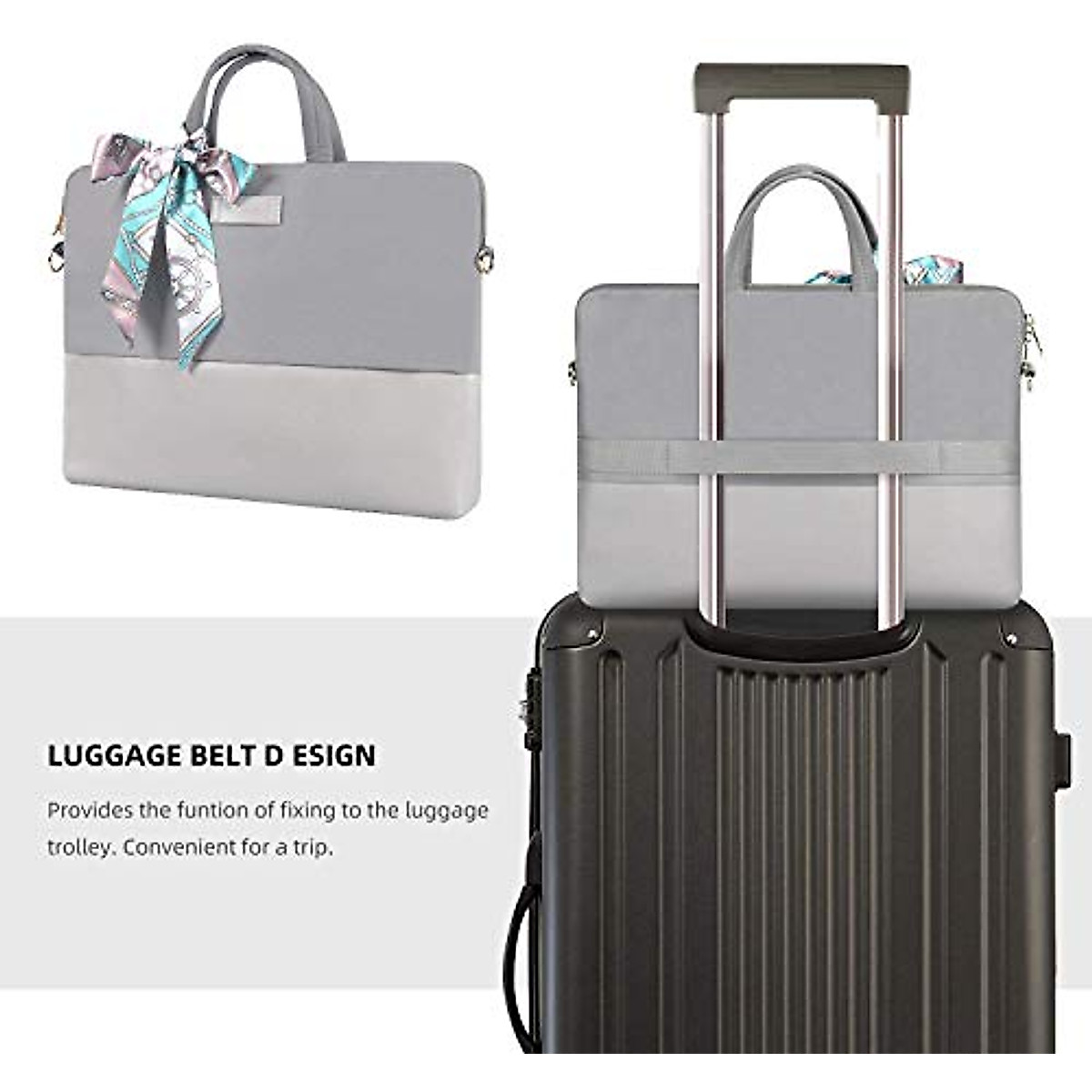 Laptop Bag for Women 13.3-Inch Carrying - Computer Bag Laptop Case Shoulder Slim Work Travel (Grey)