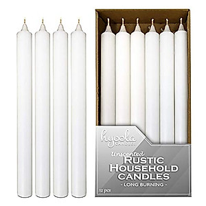 Hyoola 10 Inch Dinner Candles - 12 Pack - White Tall Candles - Unscented Rustic Candles - Long Burning Candle Sticks