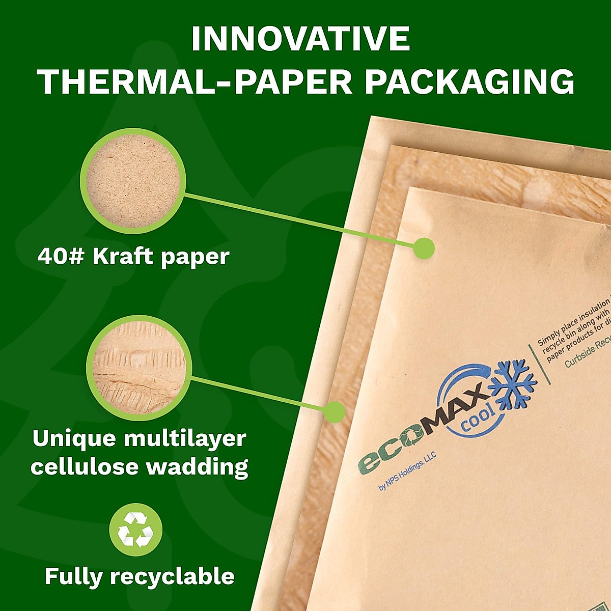 IDL Packaging 14" x 14" x 14" Insulated Shipping Box, 5.8-Gallon Capacity, Pack of 3 - Includes EcoMax™ Thermal-Paper Liners, Absorb Condensation - For Frozen Food, Meat, or Fish