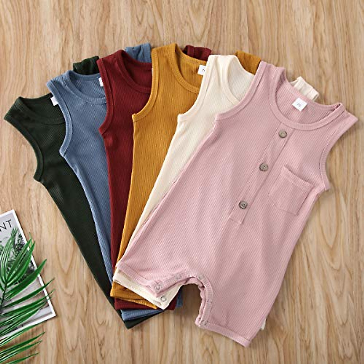 Baby Girl Boy Romper Bodysuit Solid Plain One Piece Jumpsuits Sleeveless One Piece Baby Clothes Outfits Summer (Blue, 12-18 Months)