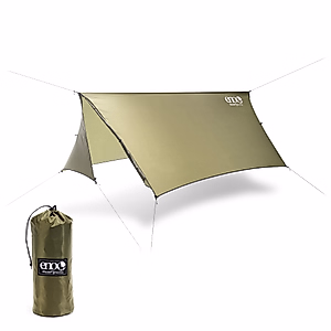 ENO HouseFly Rain Tarp - Lightweight Waterproof Tarp with Stowable Doors - for Camping, Hiking, Backpacking, Travel, a Festival, or The Beach - Lichen