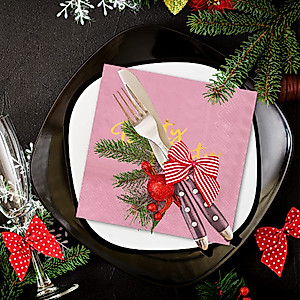 Apriciti Cocktail Napkins Pink Gold Napkins, 30th Anniversary Party Napkins Paper with Gold Foil Words for Thirty Birthday Anniversary Celebration Decorations 2023 (Pink-Thirty, 20 Count)