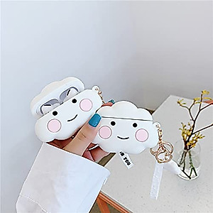 ComfyArt for Beats Studio Buds Cute Cloud with Lanyard Silicone Earphone Sleeve Shockproof Waterproof Protective Earphone Cover Case, White