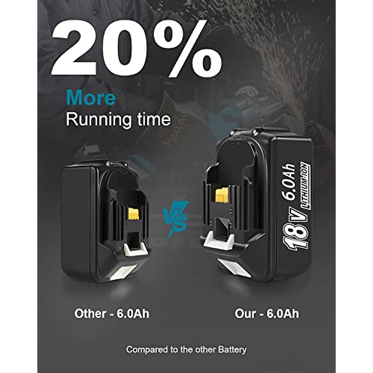 Aoasur 6.0Ah Replacement for Makita 18V Battery 2Packs,Compatible with Makita Battery18V