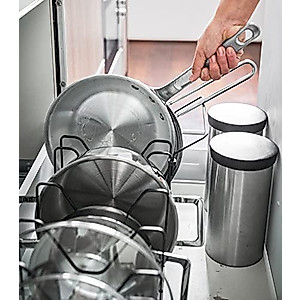 Yamazaki Home Tower Adjustable Lid & Pan Organizer – Kitchen Drawer Storage Shelf Rack.