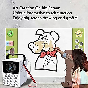 Touch Projector for Android 9, 100 ANSI Lumen, with Screen Floating Brush Function, 16GB Memory, Built in WiFi, Bluetooth, Support 4K Source, 1080P Portable Mini Projectors(USA)